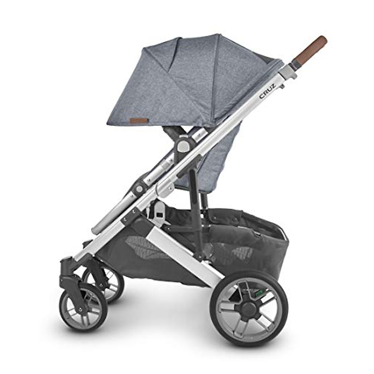 UPPAbaby Cruz V2 Stroller - Gregory (Blue Marl/Silver/Saddle Leather) + Bassinet - Gregory (Blue Marl/Silver)