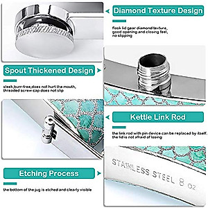 Mermaid 8oz hip stainless steel flask whith flasks for liquor for women,whiskey flask for women,Great Gift Idea Flask (Dream blue)