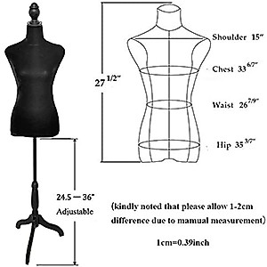 Female Dress Form Mannequin Body Display Adjustable Mannequin Stand Realistic Mannequin Torso with Tripod Base Stand for Clothing Dress