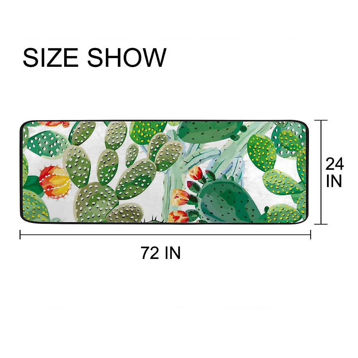 Baegutly Doormat Floor Mat Cactus Tropical Green Plants Floral Flowers Long Kitchen Mat 72inchx24 inch Area Rug Runner for Kitchen Cooking