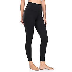 YUNOGA Women's Soft High Waisted Yoga Pants Tummy Control Ankle Length Leggings (L, Black)