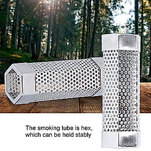 Smoker Tube BBQ Grill Pipe 304 Generator Pipe Box Hex Smoke Box Smoke Tube for Tools Fruitwood Stainless Steel Grilling Smokers (Length 15.4CM*Height 5CM [Order Choice: Hexagonal)