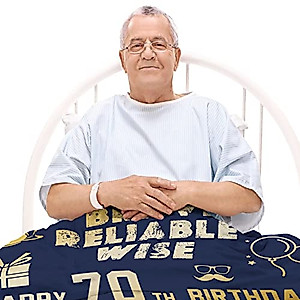 70th Birthday Gifts for Men, 70th Birthday Gifts for Him, 70 Year Old Birthday Gifts for Men, 70th Blanket 70th Birthday Decorations for Men, Gift for 70th Birthday Men, Navy Blue Blanket 60Lx50W Inch
