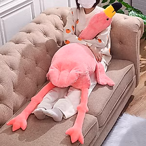 Hollowfly Large Flamingo Stuffed Animal, Giant Plush Flamingo Toy Flamingo Plush Pillow, Christmas in July Gift for Boys and Girls Birthday Gifts(Pink,63 Inch)