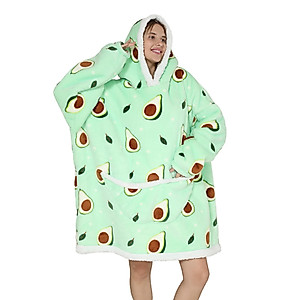 Deserthome Wearable Blanket Hoodie Oversized Hooded Blanket for Adult Women Super Soft Comfortable Warm Flannel Green Avocado