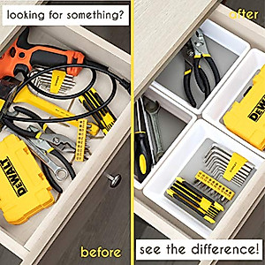 LIVORINI Drawer Organizers | Kitchen Drawer Organizer, Desk Drawer Organizer, Junk Drawer Organizer | Organization and Storage Tray [6 Pcs]