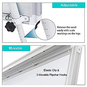 DexBoard Magnetic Whiteboard Easel 24" x 36"|Height Adjustable Dry Erase Board Tripod Office Presentation Board w/ Flipchart Pad, Magnets & Eraser, White