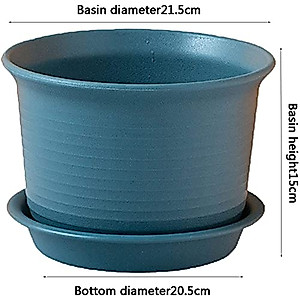 Extra Large Saucer Plastic Plant Pots, Indoor Planter Pots, Durable Thickened Flower Pot with Drainage Hole with Herb Tray Cactus Flowers Bonsai Birthday Wedding Gift,Green,Extra Large