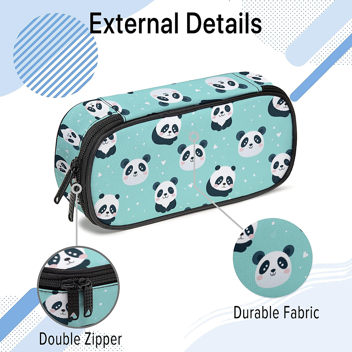 Panda Pencil Case, Cute Pencil Box for Boys Girls Kids, Large Capacity Pencil Pen Bag with Zipper, Multifunction Pencil Pouch for School Student Teen