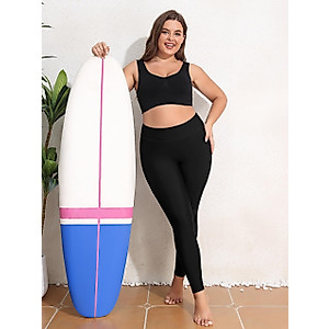 ATTRACO Women's Swim Tights Swimming Leggings Long Swimming Pants Black M