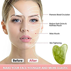 Gua Sha, Gua Sha Facial Tool, Guasha Tool for Face, Guasha Natural Jade Stone Light Green