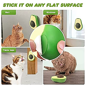 3 Pack Catnip Ball Toys, Squash Edible Cat nips Organic Balls, Catnip Ball Wall Mount, Crab Avocado Catnip Cat Toy for Cats Kittens Lick, Teeth Cleaning, Natural Effective Engaging Play (Blue)