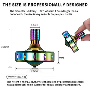 CHEETOP Precision Metal Spinning Top, Long Lasting Spin Time and Perfect Balance, Skilled Adult Easily Exceed 10 Mins, Portable Stainless Steel EDC Office Desktop Game Toys (M, Iridescent)