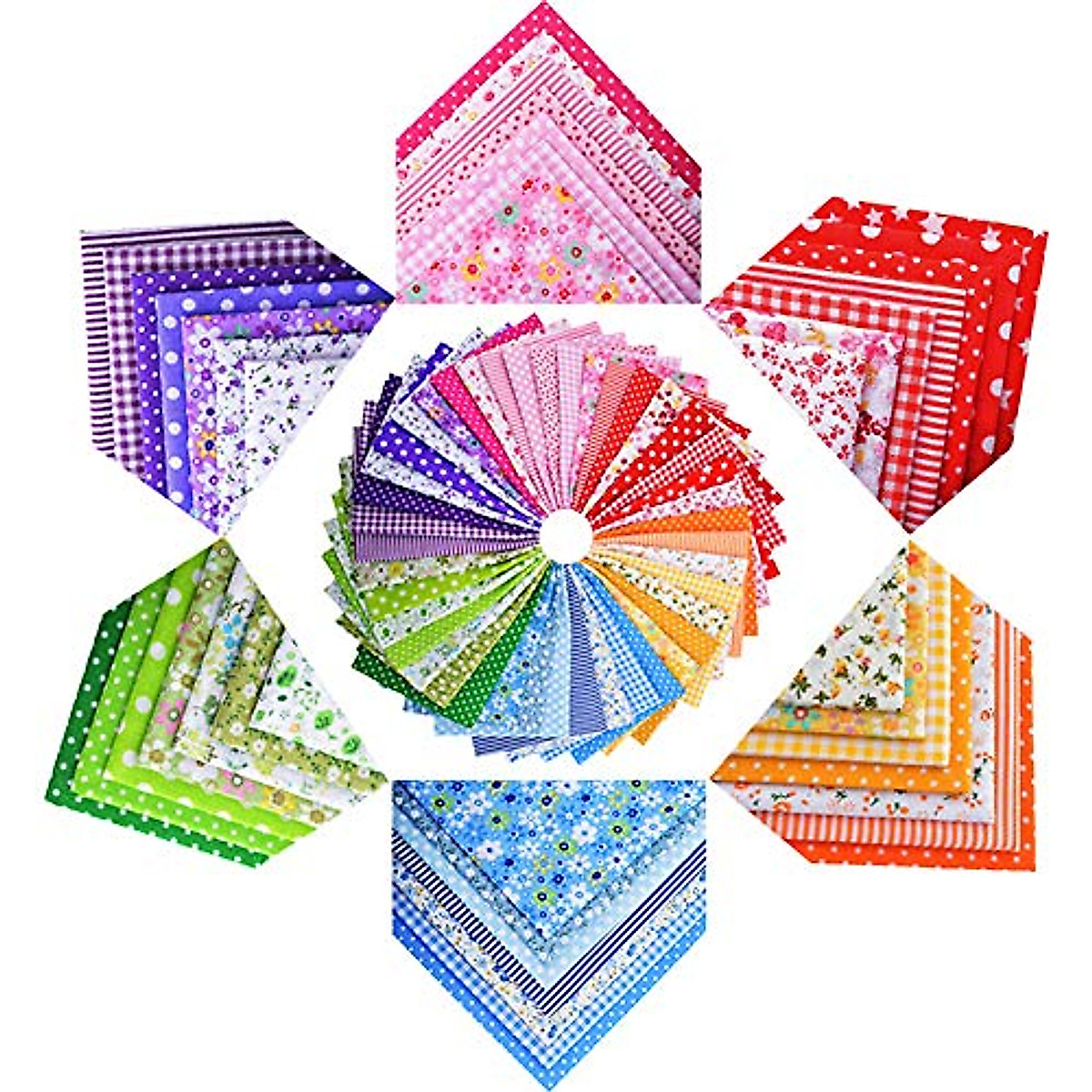 42pcs 9.8" x 9.8" Floral Printed top Cotton Fabric Bundle Squares Quilting Sewing Patchwork Cloths DIY Scrapbooking Art&Craft