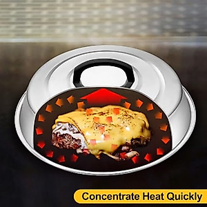 12 Inch Round Cheese Melting Dome of 2, AIKWI Grill Accessories for Blackstone, Heavy Duty Stainless Steel Basting Cover for Flat Top Griddle- BBQ, Camping, Indoor, Outdoor, Restaurant