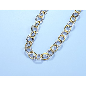 UNY JEWEL Twisted Cable Wire Link Chain Bracelet Two Tone Designer Brand Inspired Women Jewelry Valentine Christmas Gift (Silver)