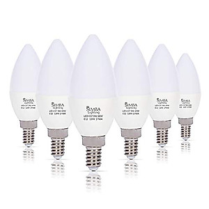 Simba Lighting LED Candelabra Light Bulbs B11 (C37) Candle Shape E12 Base (6 Pack) | Decorative 5W 40W Replacement 110V, 120V for Chandelier, Ceiling Fan, PC Cover, Non-Dimmable, Warm White 2700K