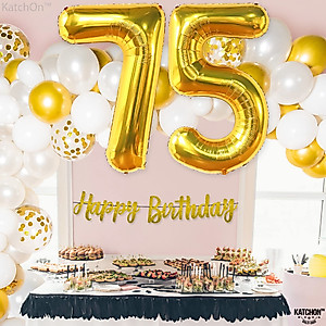 KatchOn, Giant Gold 75 Balloon Numbers - 40 Inch | Gold 75th Birthday Balloons, 75th Birthday Decorations | 75th Anniversary Decorations | 75 Balloons for 75 Birthday Party Decorations
