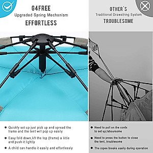 G4Free 3-4 Person Beach Tent Pop Up Shade, Lightweight UPF 50+ Beach Sun Shelter Family Size, Easy Setup and Portable Sun Shade Canopy Cabana(Lake-Blue)