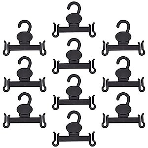 AHANDMAKER 10 Pcs Plastic Sandal Hangers, Black Flip Flop Display Hangers Slipper Hangers Small Shoe Clothes Scarf Holders for Retail Beach Shops Tradeshow Display Home Storage, 4.3x3 inch