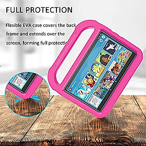 Fire 7 Tablet Case for Kids (Only Compatible 12th Generation, 2022 Release) - DJ&RPPQ Lightweight Shockproof Kid-Friendly Cover with Handle and Stand for Amazon Kindle Fire 7 Kids Tablet - Pink