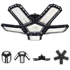 BOSITE Garage Light 120W LED Garage Light 12000LM 6500K Deformable Garage Lights Ceiling LED Shop Light with 5 Adjustable Panels, Barn Light LED Lights for Garage Barn Basement