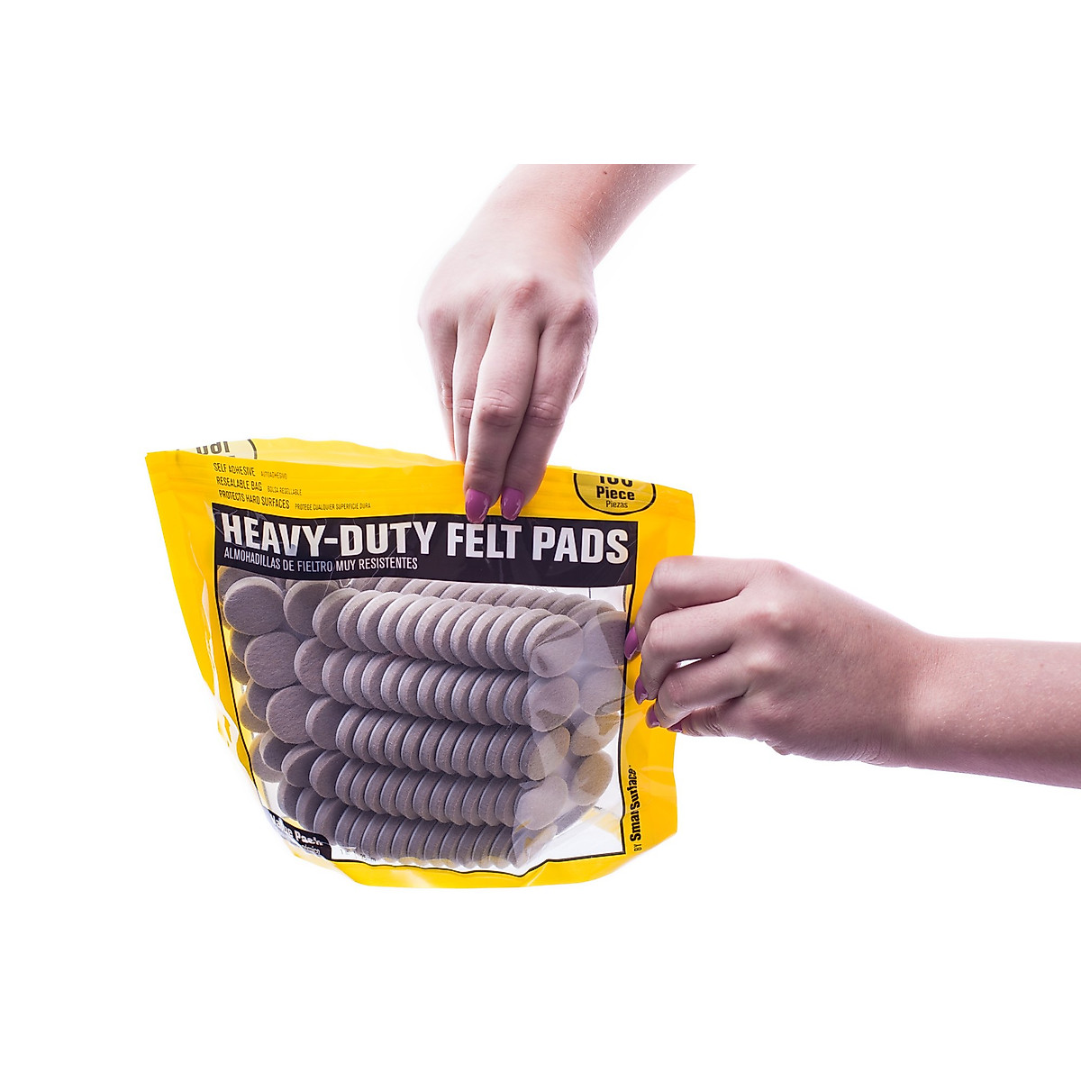 Smart Surface 8727 Heavy Duty Self Adhesive Furniture Felt Pads 1-Inch Round Oatmeal 160-Piece Value Pack in Resealable Bag