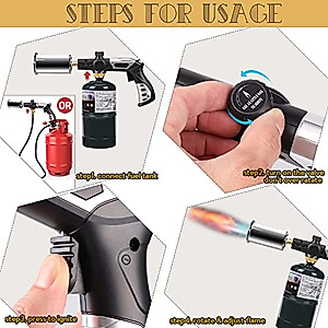 Propane Torch Head for Propane Tank, Powerful Blow torch Adjustable Flame Cooking torch, Kitchen Torch and Food Torch with Safety Lock for BBQ Searing Steak and Sous Vide - Fuel Not Included