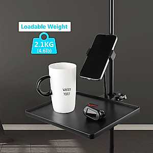 Mr.Power Microphone Stand Plastic Tray with Phone Holder, Mic Stand Clamp-On Rack Tray Holder for Most Mic Stands, for Stage, Live Streaming, Concert Performance, Karaoke (10.6" x 8") (Large)