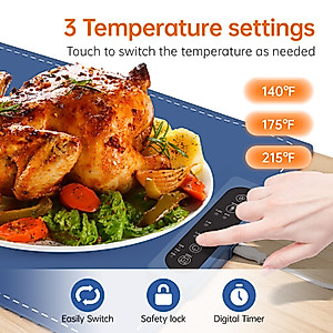Electric Food Warming Mat with Full Surface Heating 24x16 Inch, Electric Warming Tray with Rollable and Portable, Versatile Food Warmer with Adjustable Temperature for Buffet Party Thawing