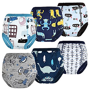 MooMoo Baby Training Pants 6 Packs Toddler Training Underwear for Boy and Girl Potty Training Car and Dinosaur 2T