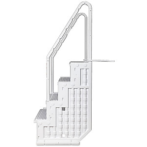 Aqua Select Everest in Pool Steps | White | for Above Ground Swimming Pools | Mount to Decks 48 to 54 Inches | Safety Stairs Capacity Up to 350 Pounds