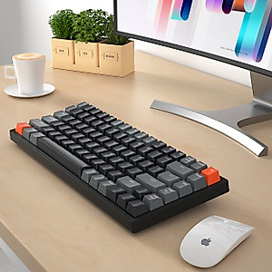 Vissles Wireless Bluetooth/USB Wired Mechanical Keyboard with Wrist Hot Swappable Mechanical Gaming Keyboard Compact 84 Keys Tenkeyless RGB Dynamic Backlit for Mac Windows, Gateron Blue Switch