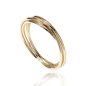 PAVOI Four Way Spinning Anxiety Ring (interlocked, Yellow Gold, 8)