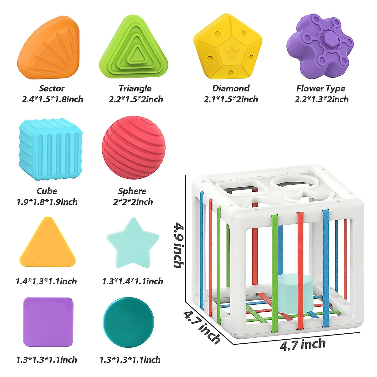 TOPZONE Baby Montessori Toys for 1 Year Old Boy Girl Gifts, Shape Sorter Sensory Bin Toys 6 to 12 18 Months, Fine Motor Skill Activity Cube Toddler Travel Baby 1st Birthday Gifts
