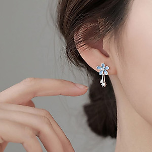 SLUYNZ 925 Sterling Silver Pretty Flowers Earrings Studs for Women Teen Girls Elegant CZ Flowers Studs Earrings (A-Silver)