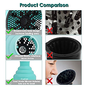 Collapsible Hair Dryer Diffuser + Scalp Massager Shampoo Brush- Silicone Blow Dryer Diffuser Attachment - Lightweight Portable Hair Diffuser