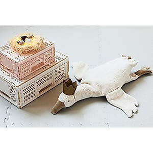 3 Sprouts Recycled Plastic Collapsible Crate - Stackable Folding Storage Crate for Organization for Adults & Kids - Foldable Plastic Crate - Large - Cream