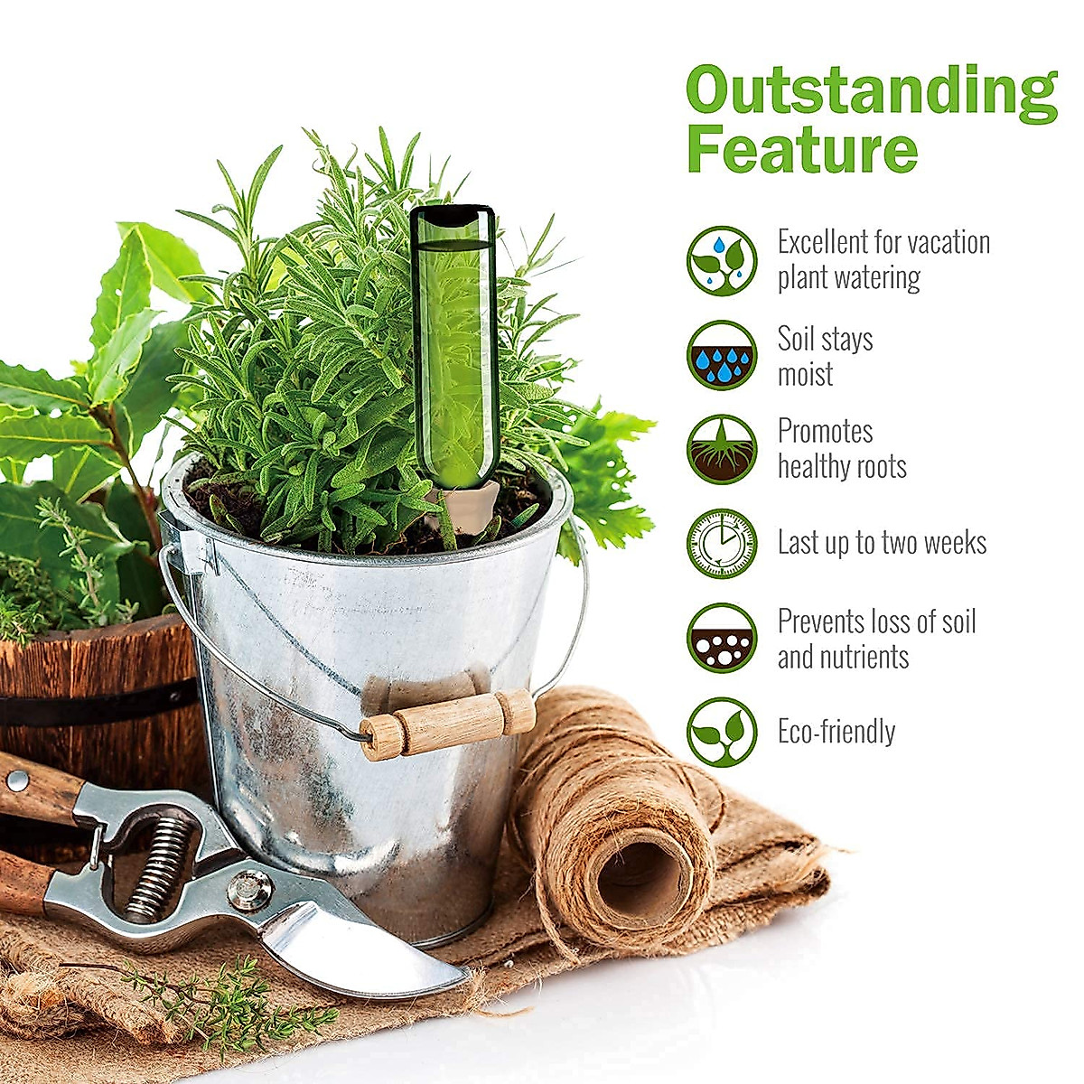 Slow Seep White Terracotta Vacation Plant Waterer 8 Pack Self Watering Stakes for Outdoor and Home Plants