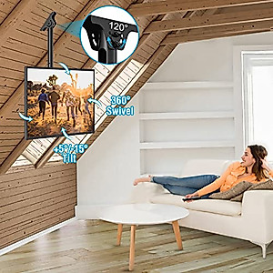 MOUNTUP Ceiling TV Mount for Most 24''-65'' TVs, Hanging TV Ceiling Mount for 32 43 50 55 60 65 inch TVs, Full Motion Height Adjustable TV Mount Bracket, Holds up to 99lbs, Max VESA 400x400mm, MU0039
