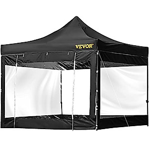 VEVOR Pop Up Canopy Tent, 10 x 10 FT, Outdoor Patio Gazebo Tent with Removable Sidewalls and Wheeled Bag, UV Resistant Waterproof Instant Gazebo Shelter for Party, Garden, Backyard, Black
