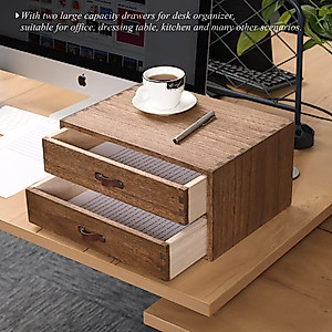 DDYURI Wood 2 Drawer Desktop Organizer Cabinet - Desk Storage Box for Kitchen Counter,Dresser Tabletop -Wooden File Organizer Printer Machine Stand for Office Accessories Chest Dark (FAX2C-DK）