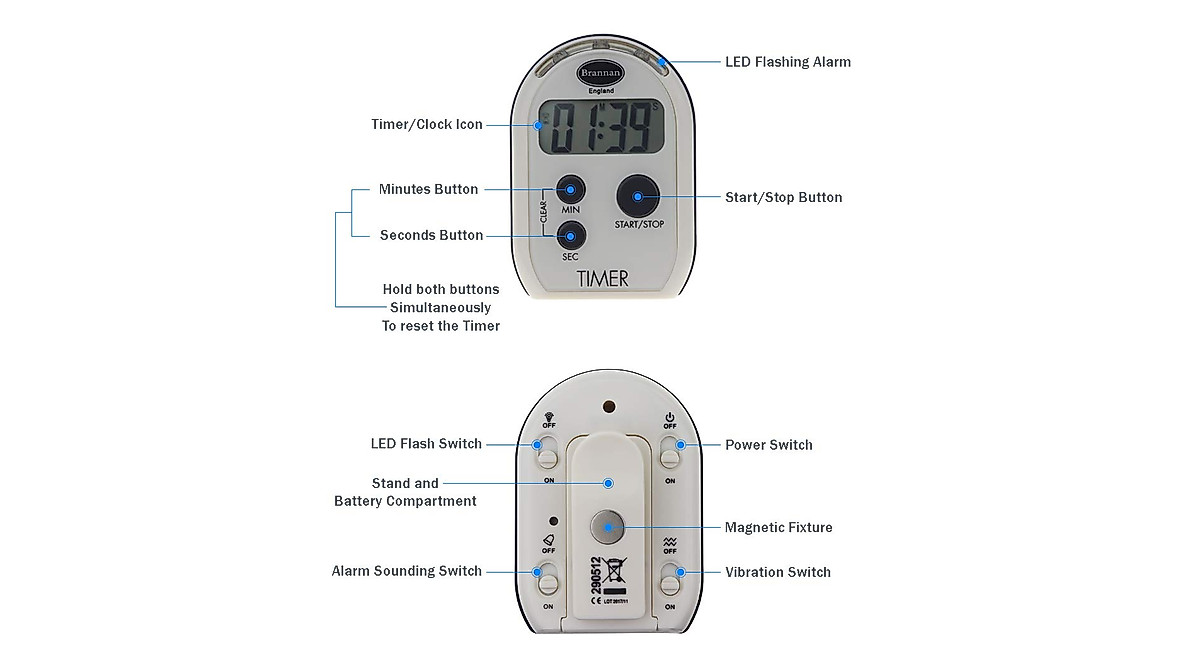 Visual Timer Multi Function with Vibrating Audible and Flashing Alarm ...