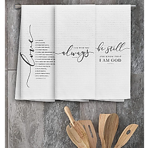 TUNW Inspirational Christian Scriptures Kitchen Towels,Christian Hand Towels Dish Towels 16″×24″Set of 3,Gifts for Christian Women Faith Girls Mom,Blessed Kitchen Towels