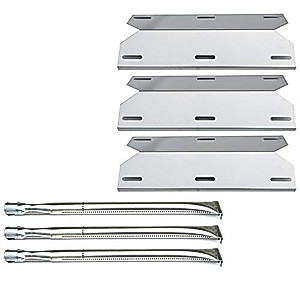 Direct Store Parts Kit DG105 Replacement for Charmglow Home Depot 3 Burner 720-0230; 720-0036-HD-05 Gas Grill Burners & Heat Plates (Stainless Steel Burner + Stainless Steel Heat Plate)