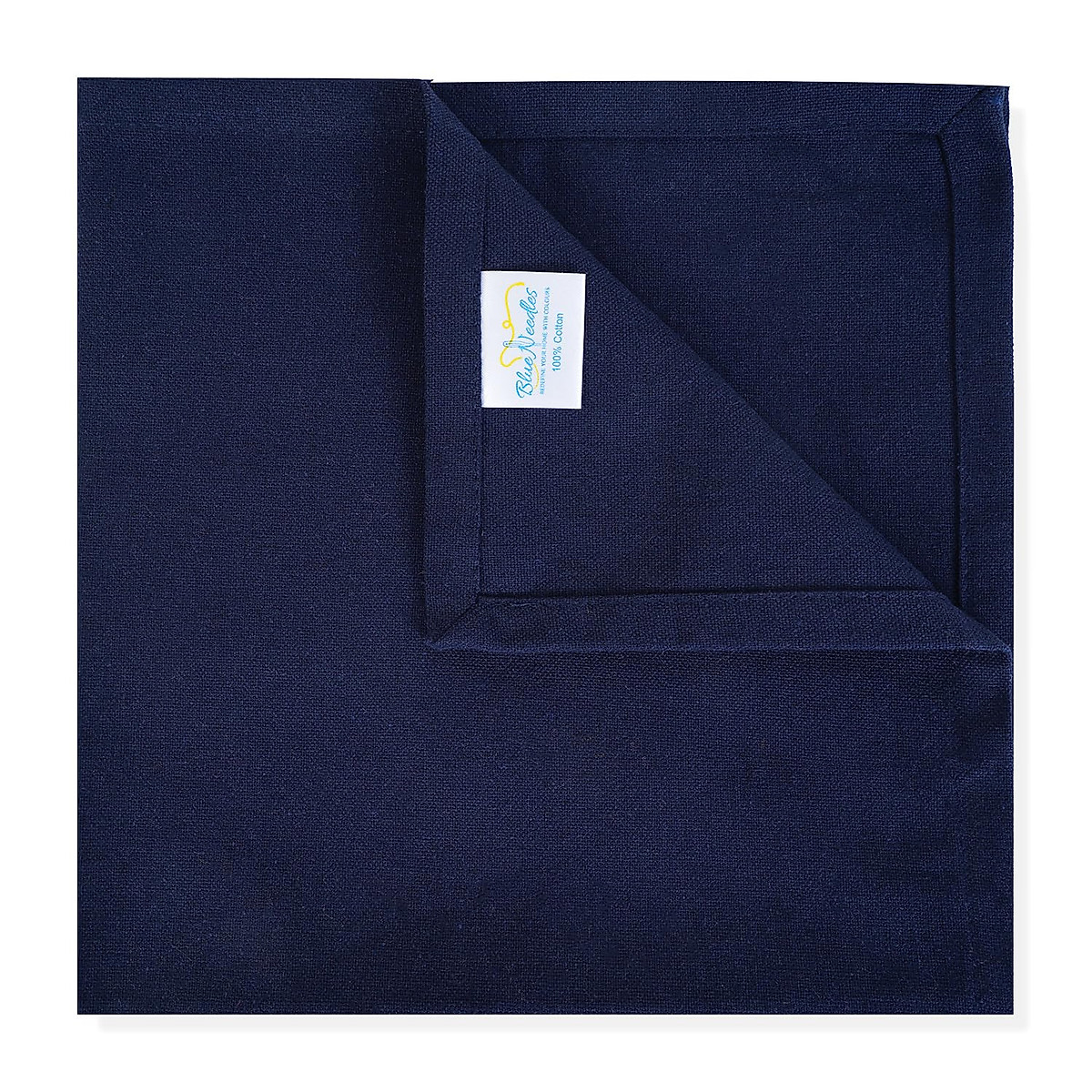Blue Needles Navy Blue Cloth Napkins - 100% Cotton Set of 12 Dinner Napkins 18x18 inches - Soft, Reusable and Washable Linen Napkins, Ideal for Events, Parties & Everyday Use