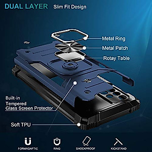 IKAZZ Galaxy A51 4G Case with Screen Protector,Dual Layer Soft Flexible TPU and Hard PC Cover Anti-Slip Full-Body Rugged Protective Phone Case with Kickstand for Samsung Galaxy A51 4G Blue