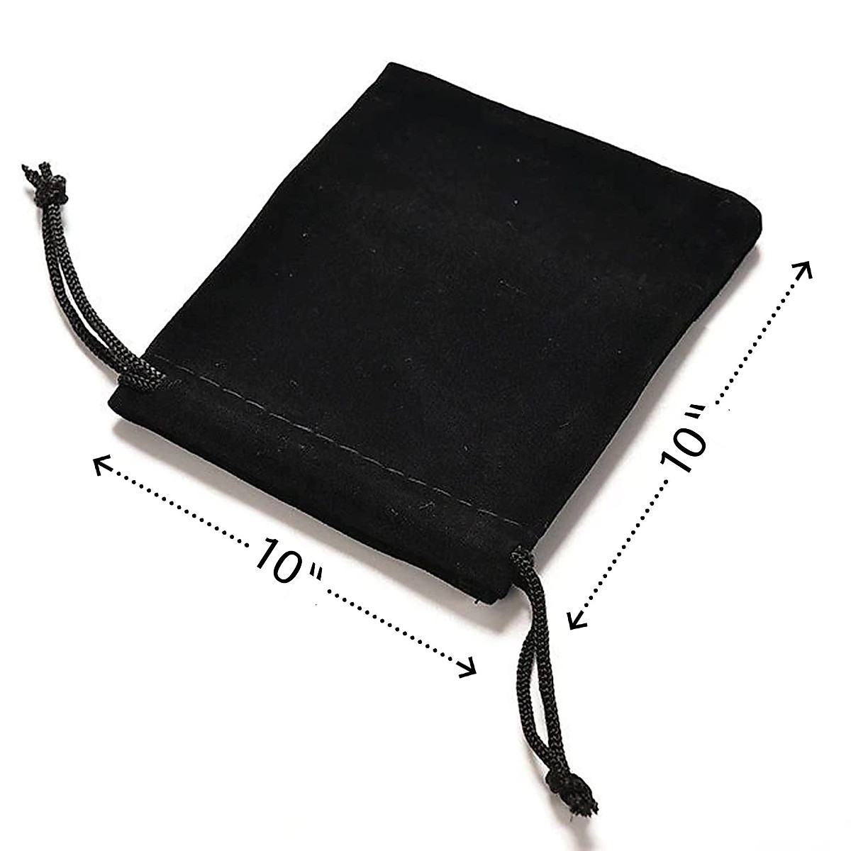Drawstring Pouch, Black Velvet Bag for Jewelry, Gift Bag, Shoes, Food, Clothes with Flexible Uses 10 x 10 Inch (Black, 10x10 Inch, 4 Pieces)