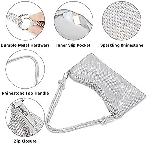BOSTANTEN Rhinestone Purse Sparkly Bag Silver Diamond Purses for Women Upgrade Evening Prom Rhinestone Handbag Hobo Bag