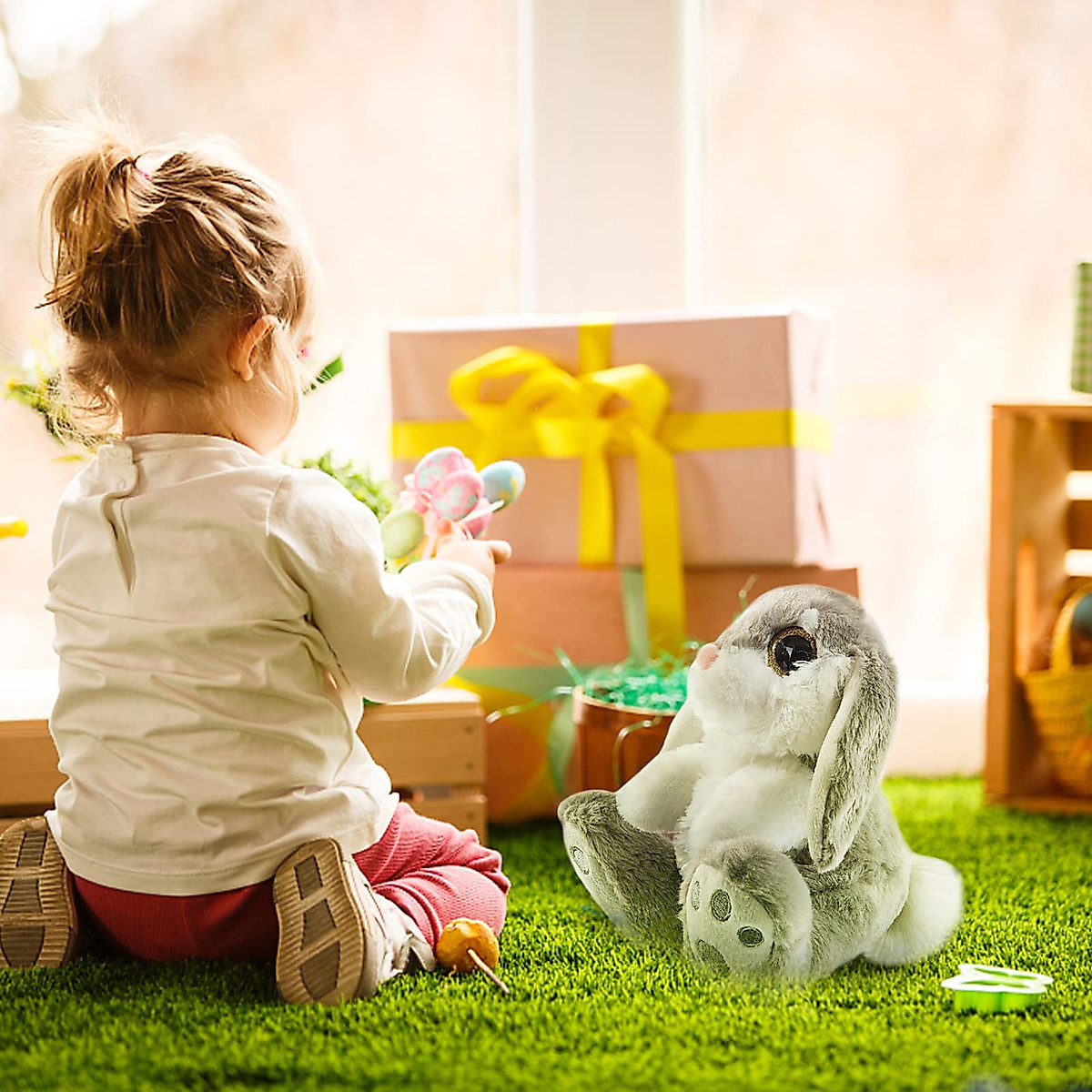 My OLi Bunny Rabbit Stuffed Animal Plush Bunny 8.5" Easter Stuffed Bunny with Floppy Ear Plush Rabbit Bedtime Friend Plush Toy Gifts for Girls Boys Kids, Gray